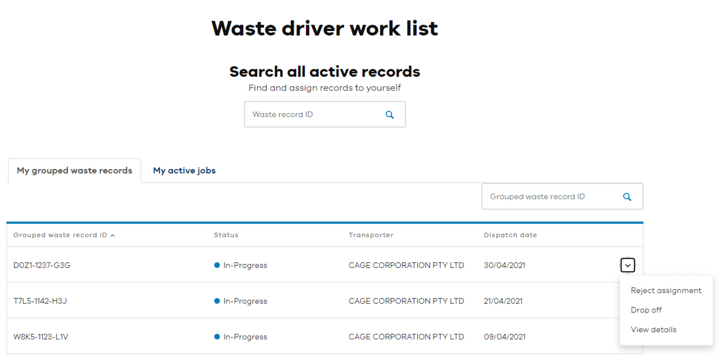 How a driver can reject a grouped waste assignment using Waste Tracker ...