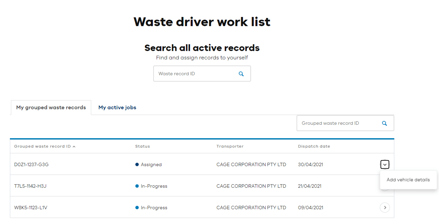 How a driver can assign a vehicle to pick up grouped waste in Waste ...