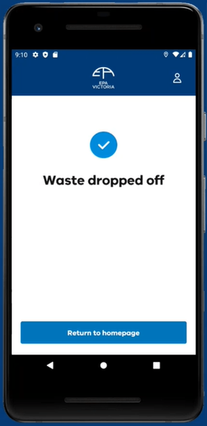 How a driver can drop off waste in the Waste Tracker app | epa.vic.gov.au