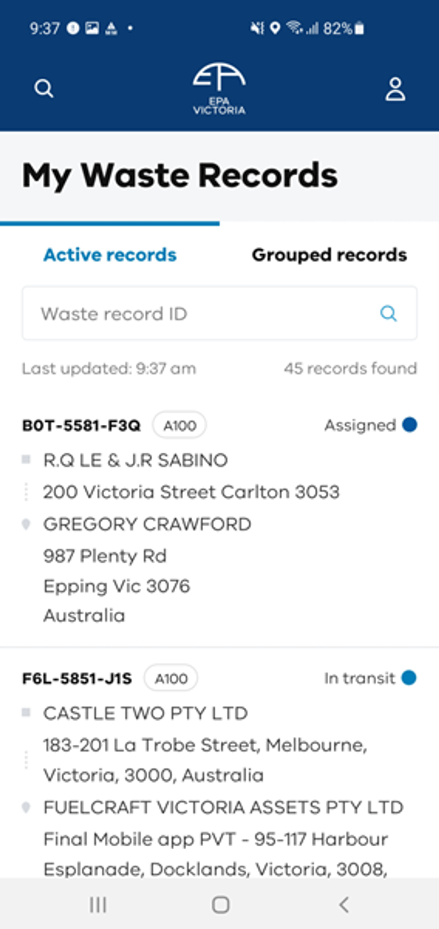 How a driver can pick up waste in the Waste Tracker app | epa.vic.gov.au