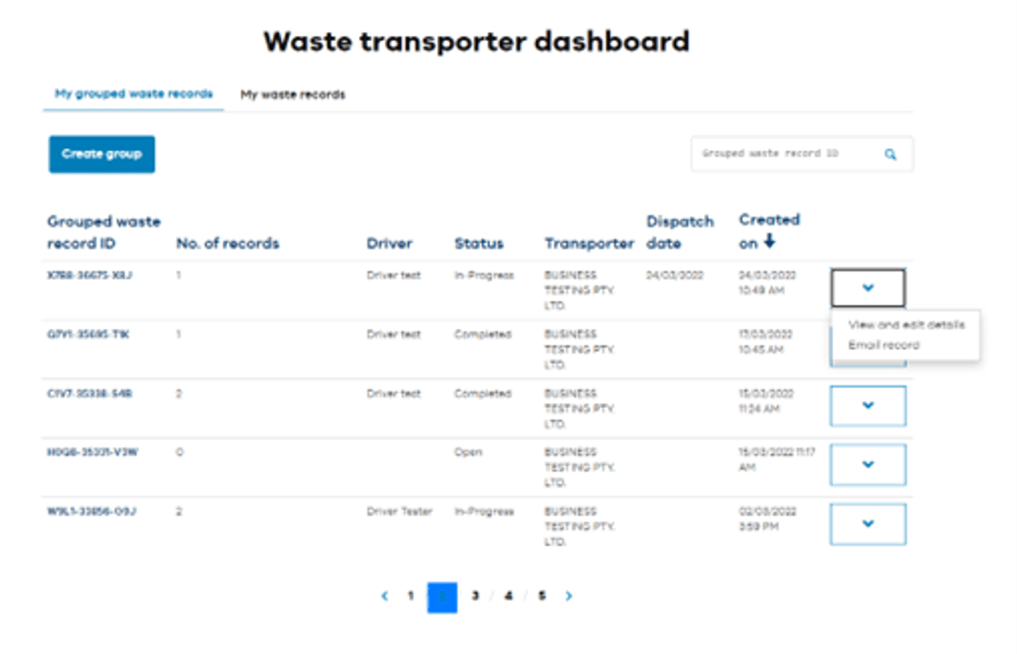 How to email a grouped waste record using waste tracker | epa.vic.gov.au