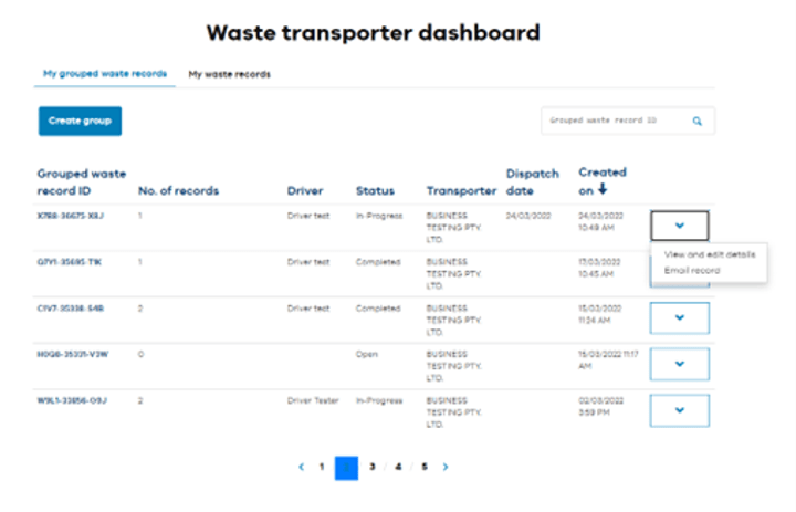 How to email a grouped waste record using waste tracker | epa.vic.gov.au