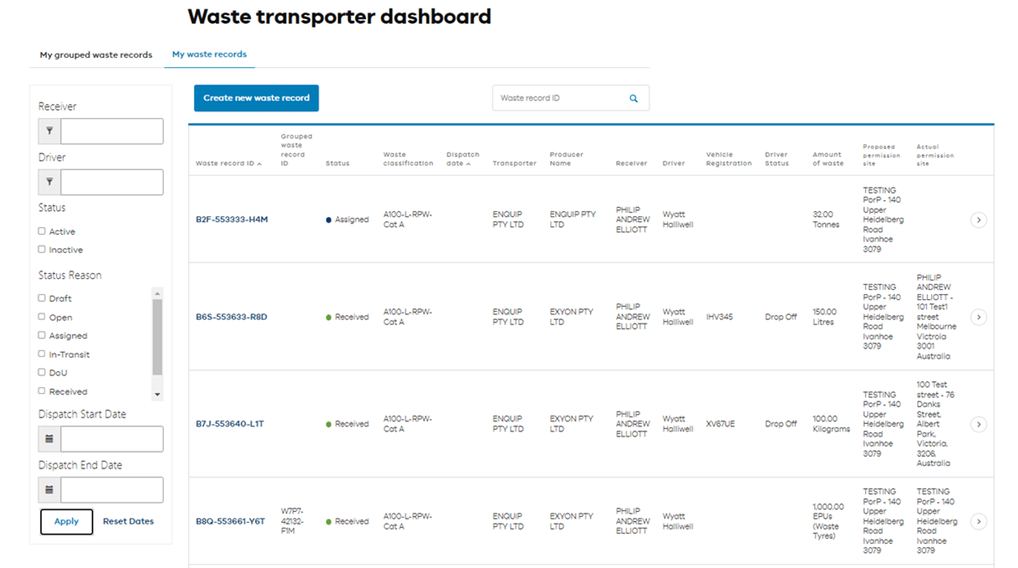 How to navigate between dashboards using Waste Tracker | epa.vic.gov.au