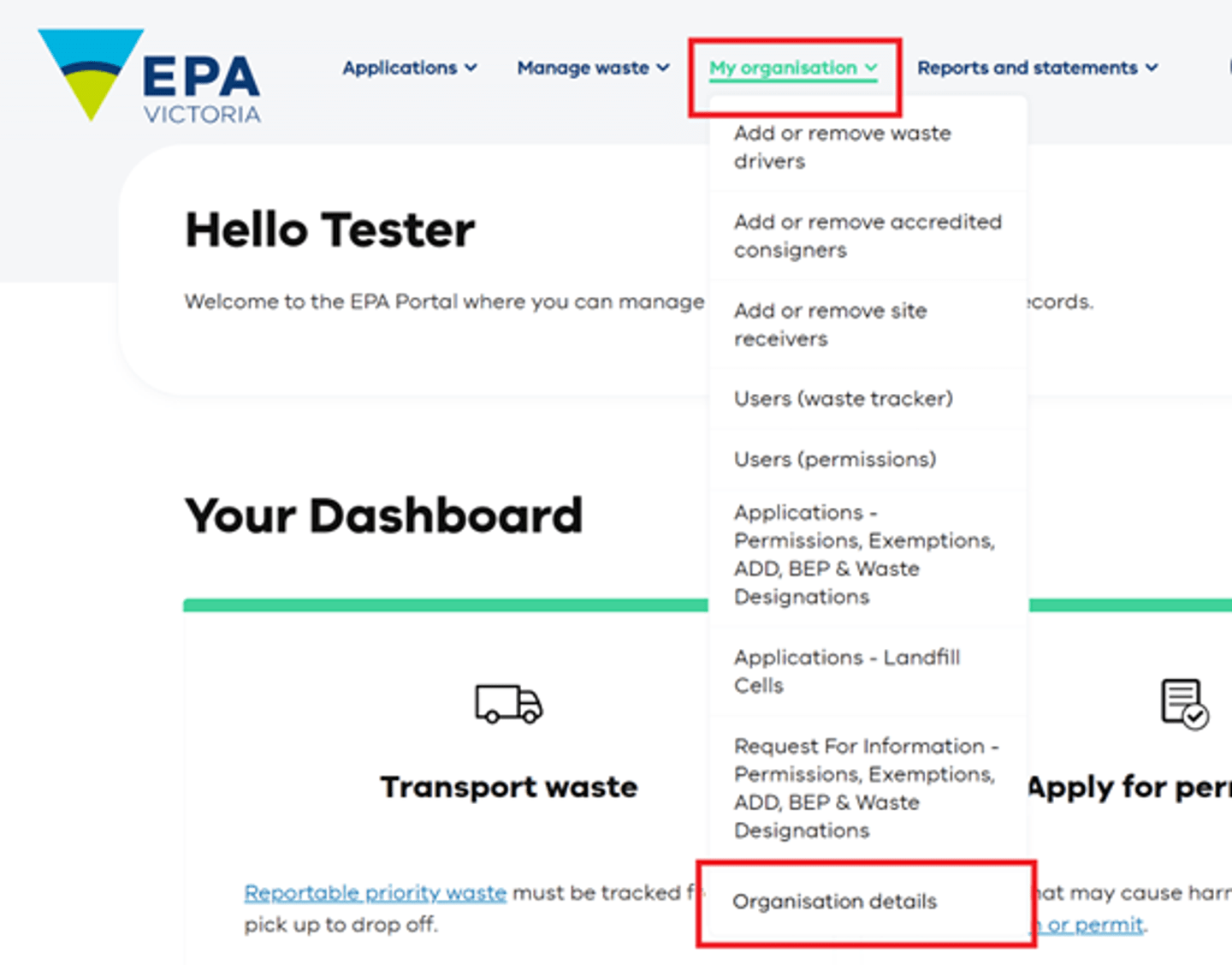 Update your organisation information | epa.vic.gov.au
