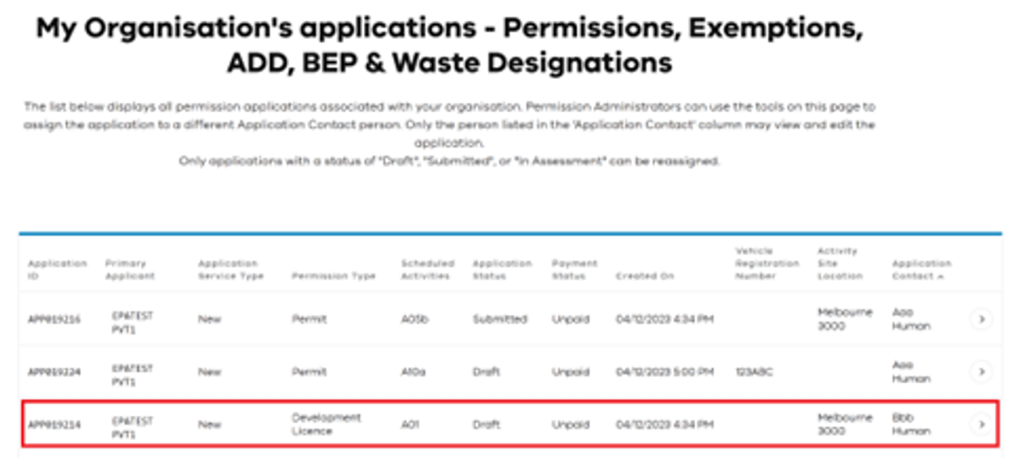 View or reassign permission applications | epa.vic.gov.au