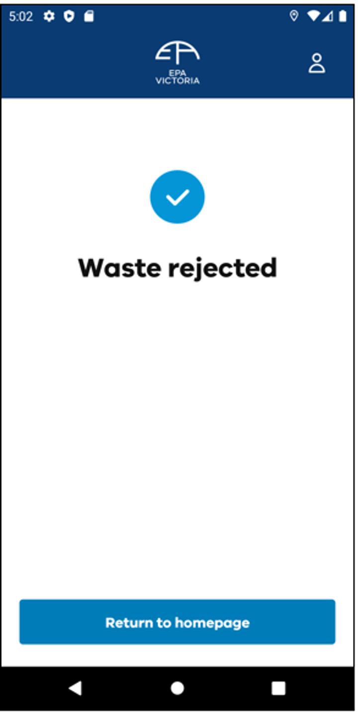 How a receiver can reject waste in Waste Tracker app | epa.vic.gov.au
