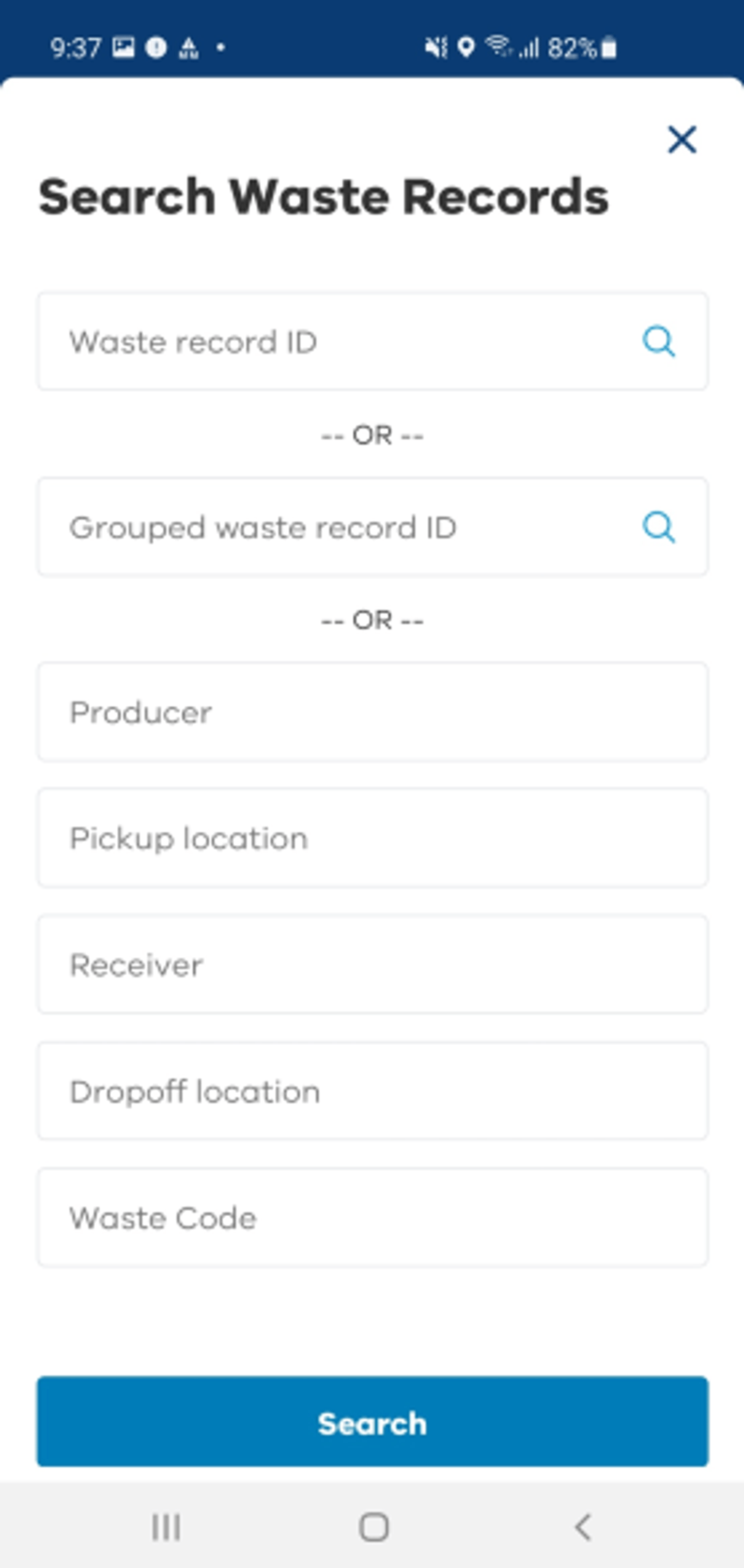 How a site receiver can search for records on the Waste Tracker app ...