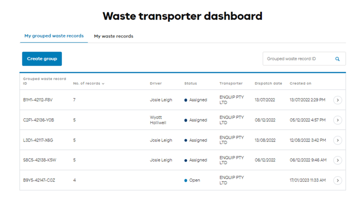 How a transporter can add a waste record to a group using Waste Tracker ...